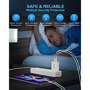 USB C Charger Block, 40W Dual Port USBC Wall Charger Plug PD Power Adapter Type C Fast Charging Brick Cube for iPhone 15/14/13/12/11/Pro Max/Plus/XS, Watch 8/7, iPad, Samsung, Google Pixel 7/6