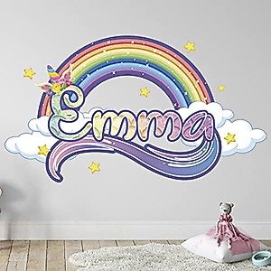 Kyle Cornhole Rainbow Wall Decals - Personalized Unicorn for Girls Bedroom Name Decal Room Decor Sticker Nursery Art, Green,rainbow
