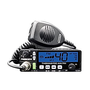 President Electronics THOMAS FCC 40-channel AM/FM Radio, Black; 12/24 V, Up/down Channel Selector, Volume Adjustment, Manual Squelch and ASC, Multi-functions LCD Display, Mode Switch AM / FM