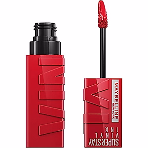 Maybelline Super Stay Vinyl Ink Longwear No-Budge Liquid Lipcolor, Highly Pigmented Color and Instant Shine, Wicked, Cool Red Lipstick, 0.14 fl oz, 1 Count