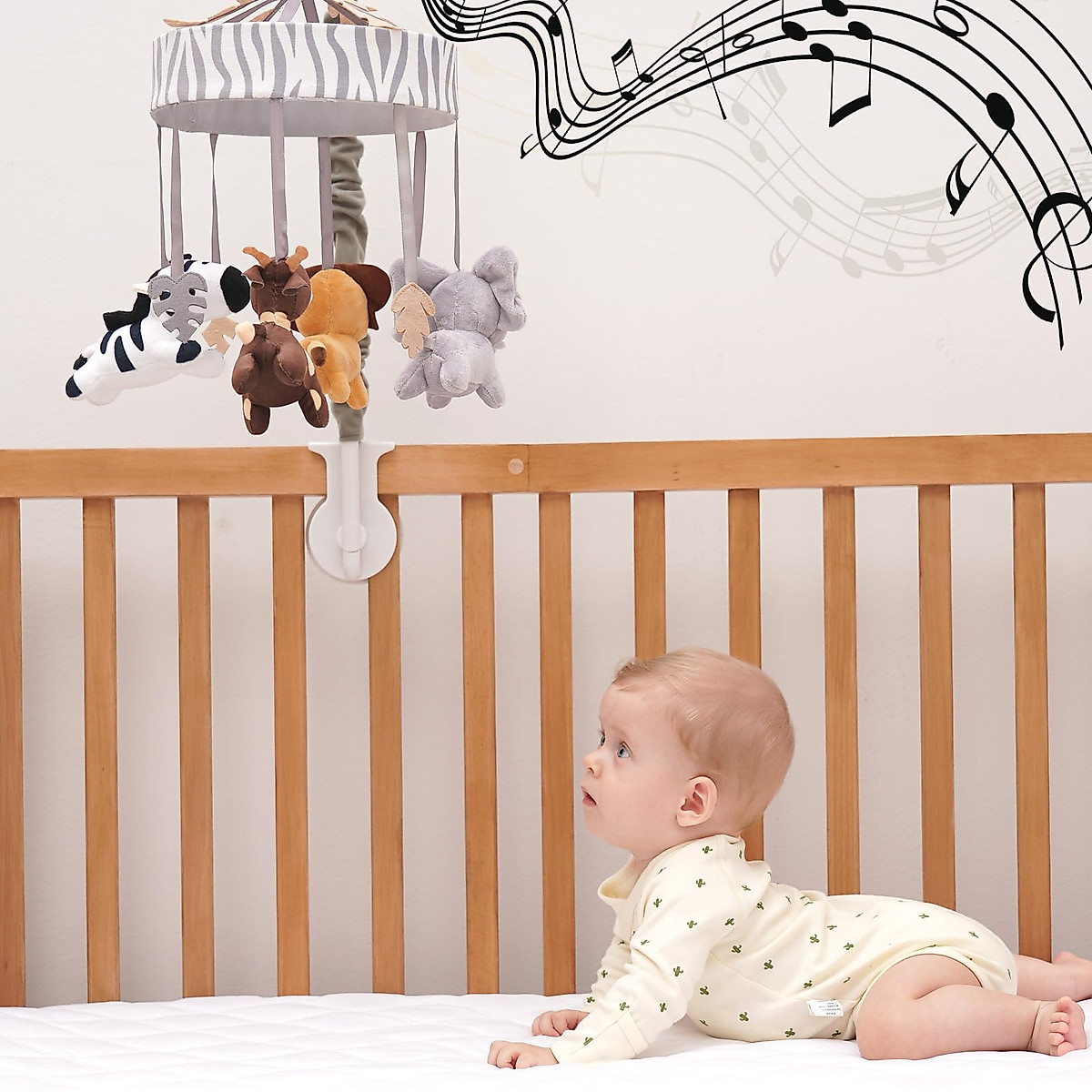 Baby Mobile for Crib,ACRABROS Crib Mobile for Boys Girls,35 Lullabies Digital Musical Box,Woodland Nursery Decor Toys,Jungle Animals