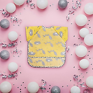 Accmor 3pcs Waterproof Baby Bibs/Short Sleeve Bibs for Feeding/Toddler Smocks/Baby Bibs 6-36 Months