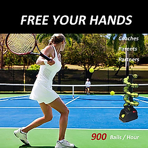 AnBt Tennis Machine Tennis Serving Machine Lightweight Tennis Toss Machine Plug in/Batteries 30 Balls