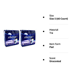 Always Pads Maxi Size 5-20 Count X-Tra Heavy Overnight (2 Pack)