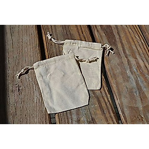 REUSABLE ECO FRIENDLY 3X5 INCHES COTTON CANVAS DOUBLE DRAWSTRING MUSLIN BAGS (Natural color) (200)