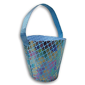 Mermaid Scale Soft Easter Basket Bucket Pail - 7 x 7 Inches