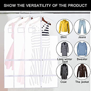 3 PCS Garment Bags, Garment Bags for Dance Costumes, 50 Inch Garment Bags for Hanging Clothes with 7 Zipper Pockets, Garment Bags For Travel Storage, Dance Garment Bags for Dancers, Clear Garment Bag