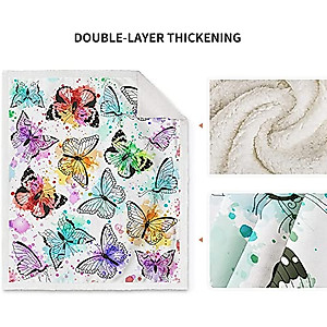 Jekeno Butterfly Throw Blanket for Women - Super Soft Warm Cozy Fuzzy Plush Butterflies Pattern Sherpa Blankets Gifts for Halloween Christmas Teens Kids Girls Adults Men Best Friend Birthday 50"x60"