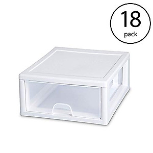 Sterilite 16 Qt Single Box Modular Stacking Storage Drawer Container (18 Pack)