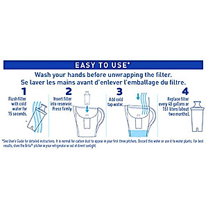Brita Wave Filtered Water Filter Pitcher 10 Cup Capacity Includes 2 Filters - Blue