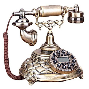 Telephone Vintage Craft Phones Home Fixed Telephone Business Office landline 252424cm (3 Colors Available) (Color : White) (Brass)
