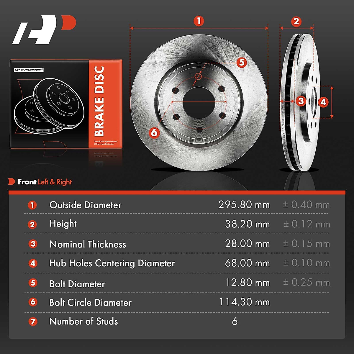A-Premium 11.65 inch (296mm) Front Vented Disc Brake Rotors Compatible with Select Nissan and Suzuki Models - Frontier 2005-2022, Pathfinder 2004-2012, Xterra 2005-2015, Equator 2009-2012, 2-PC Set