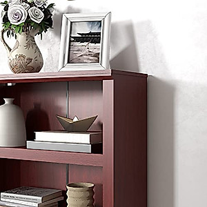 Panana Wooden Bookcase, 2/3/5 Tier Cube Shelves Adjustable Shelf Bookself Storage Organizer Display Shelf Free Standing Unit for Living Room Home Office (Cherry, 3-Tier)