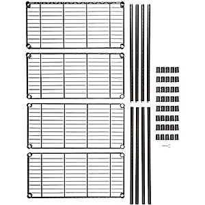 Lucky Shop 4-Shelf Shelving Storage Unit Heavy Duty Metal Organizer Wire Rack, Unit Storage Shelves Metal with Leveling Feet, Height Adjustable Heavy Duty Shelving Rack, for Storage