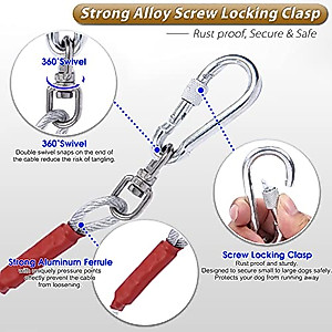 Dog Tie Out Cable for Dogs Outside Up to 125/250lbs,10/20/30/50FT Long Dog Leashe&Chains,Small-Large Dogs Runner Cable for Yard,Heavy Duty Dog Lead Line for Outdoor,Camping,Yard(250lbs 10FT, Silver)