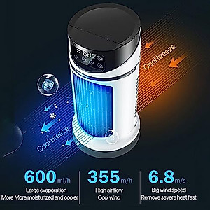 Portable Air Conditioners, Mini Air Conditioner, Evaporative Air Cooler, Rechargeable 6 Speeds 6h Timer for Bedroom Office Camping