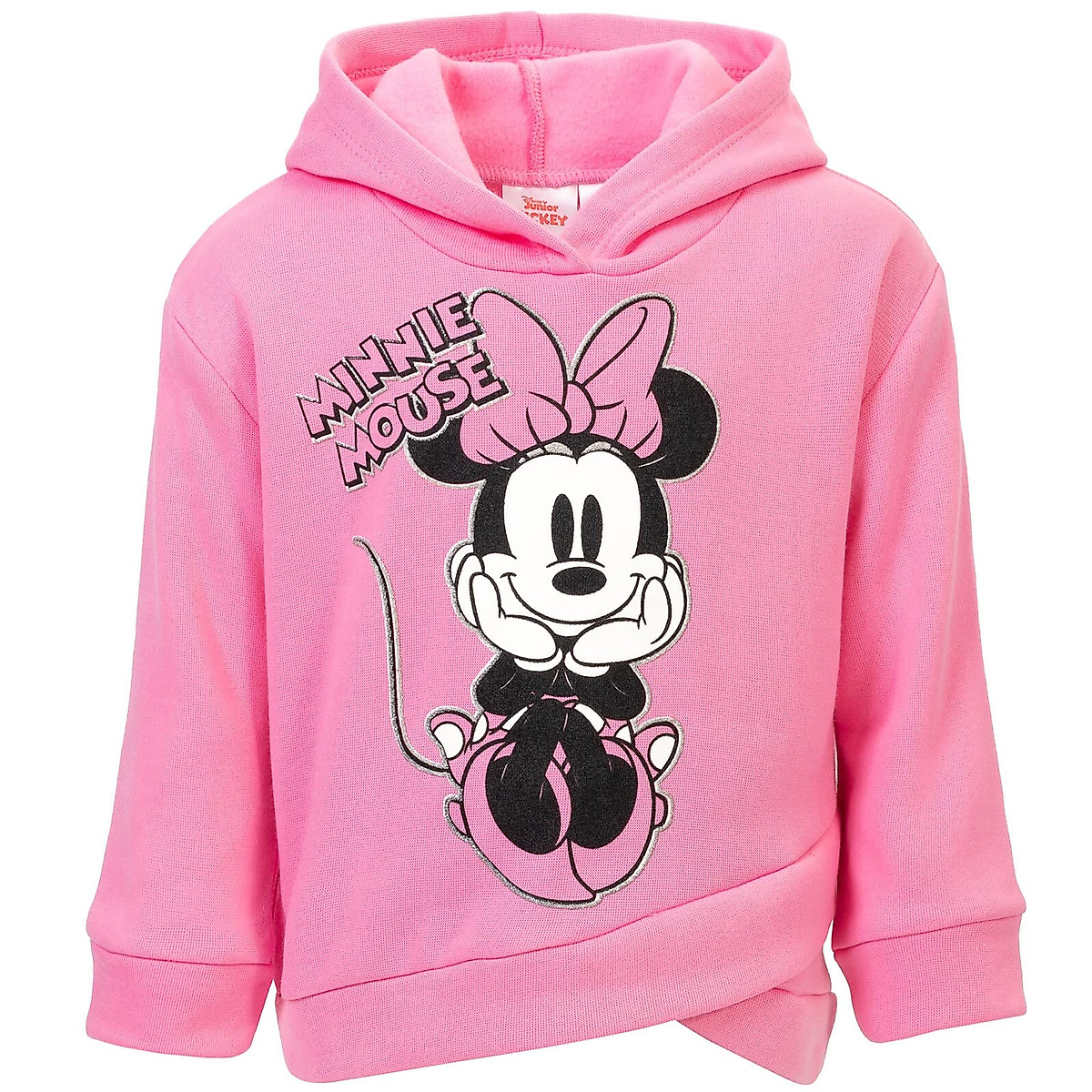 Disney Minnie Mouse Infant Baby Girls Crossover Fleece Hoodie and Leggings Outfit Set Pink Glitter 24 Months