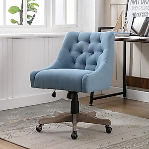 MOONMISS Adjustable Swivel Office Chair - Computer Task Chairs with Wheels, Modern Leisure Desk Chair with Five-Star Base for Home, Office, Living Room, Navy