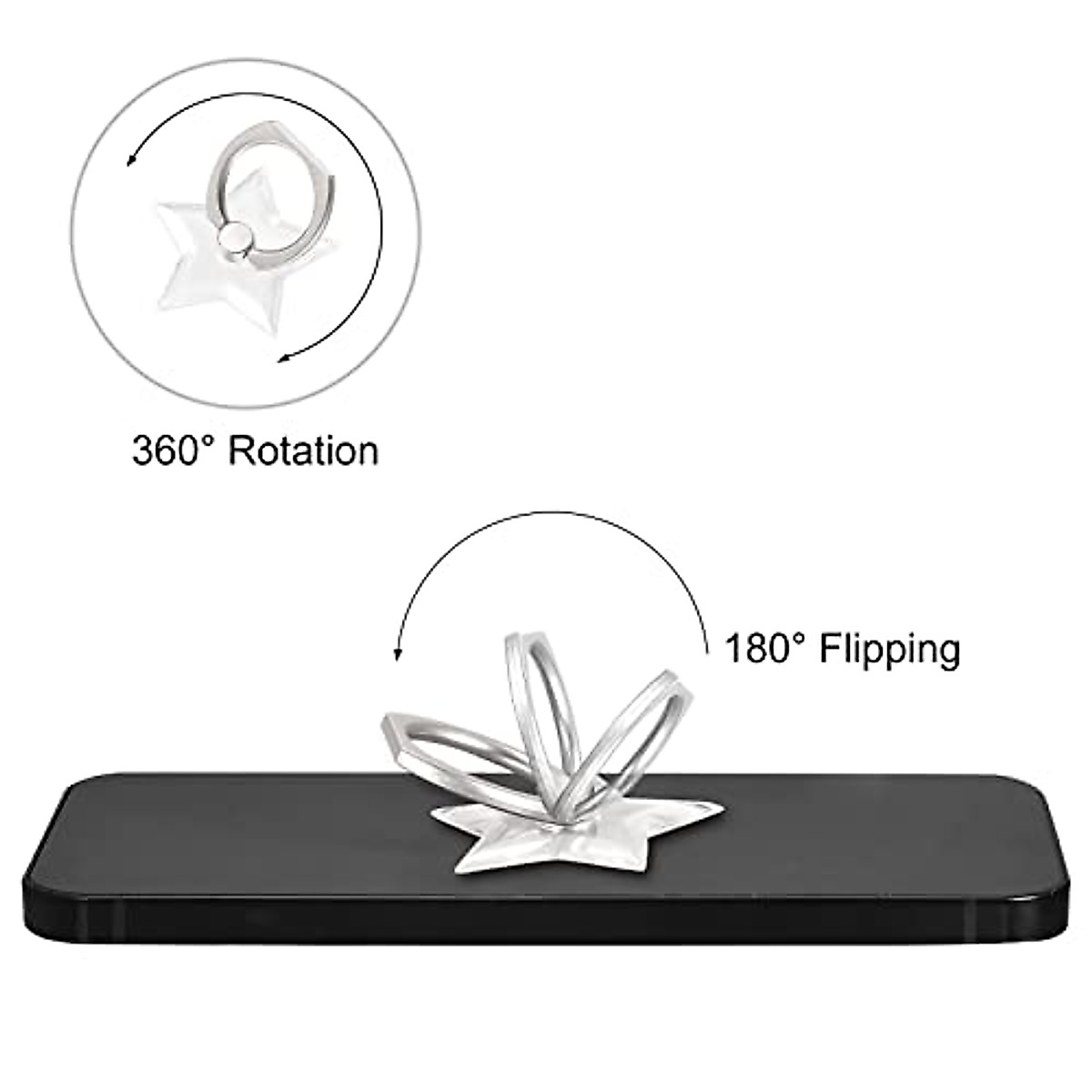 uxcell Transparent Phone Ring Holder, Clear Finger Grip Stand for Phone, Case, Tablet (Star Shape)