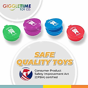 Giggle Time Round Tooth Holder for Baby Teeth 1.5 inches, Tooth Containers for Kids at School, Tooth Keeper, Vibrant Colors, Tooth Fairy Kit - Dental Bags, Piñata Stuffers, School Prizes - (36) Pcs
