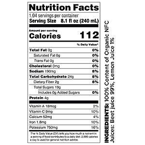 Pomona Organic Cold Pressed Beet Juice, Non-GMO, No Sugar, Gluten Free, Kosher, Preservative Free - Pack of 12, 8.4 oz