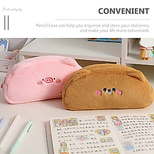 NUOBESTY Plush Pencil Case Anti-scratch Pen Case Plush Pencil Bag Zip Storage Bags Cute Makeup Bag Makeup Brush Bag Pen Storage Bag Convenient Pencil Bag Girl Decorate Pink