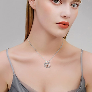 POPKIMI Sterling Silver Giraffe Necklace with Women Giraffe Charm Heart Pendant Jewelry Giraffe Gifts for Women Daughter