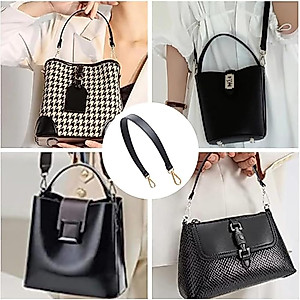 WADORN PU Leather Purse Handle, 15.75 Inch Short PU Leather Bag Strap Thin Shoulder Bag Straps Replacement Handbag Handle Strap Tote Bag Top Strap with Swivel Clasps DIY Purse Making Supplies, Black