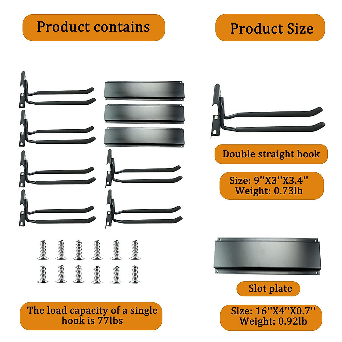 foriy Garage Clamping Garden Tool organizer Tool Storage Rack with 6 Hooks Wall Mount Tool Storage Hook Heavy Duty Garden Tool Hanger Rack for Ski Gears, Chair, Broom, Mop, Rake Shovel Yard Tools