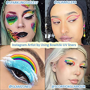 Bowitzki 9 Colors Water Activated Eyeliner Retro Hydra Liner Makeup Graphic Eyeliner UV Glow Fluorescent Color Face and Body Paint