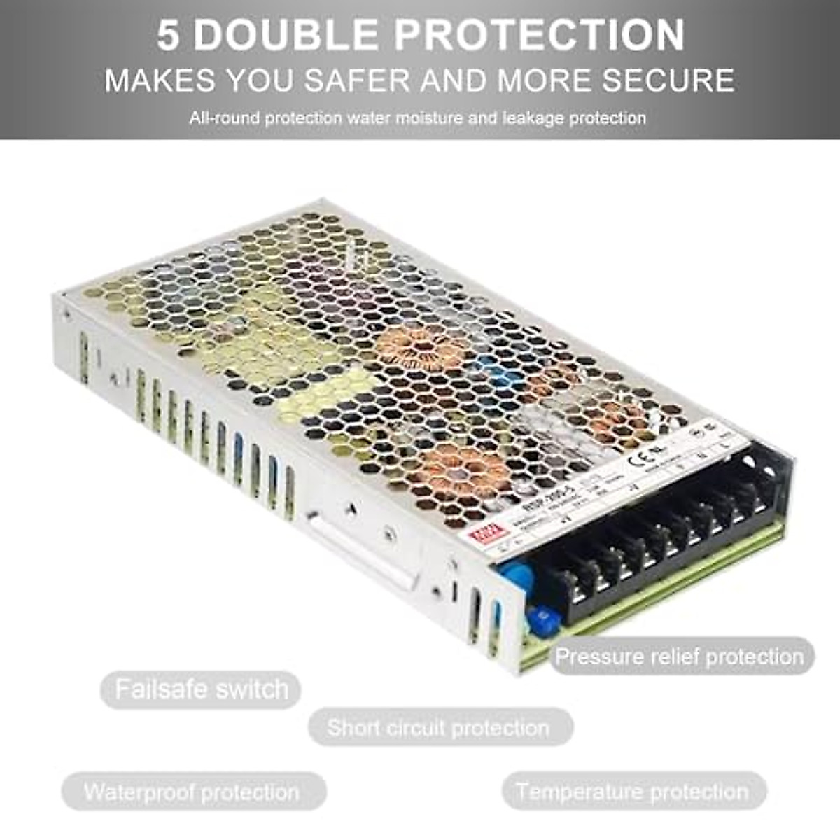 TorqCali RSP-200-13.5 200W Single Output Power Supply 13.5V 14.8A Constant Current with PFC, Enclosed Type for Industrial Automation, Telecom, and Battery Charging Applications