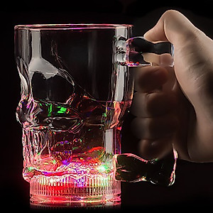 Fun Central 20oz LED Light Up Skull Mug for Halloween Party and Event