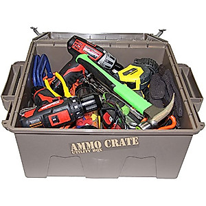 MTM ACR8-72 Ammo Crate Utility Box | Ammo, Survival or Hunting Gear Storage | O-Ring Seal for Water Resistant Dry Storage | Double Padlock tapped for Security | Carries 85lbs of Gear | Dark Earth