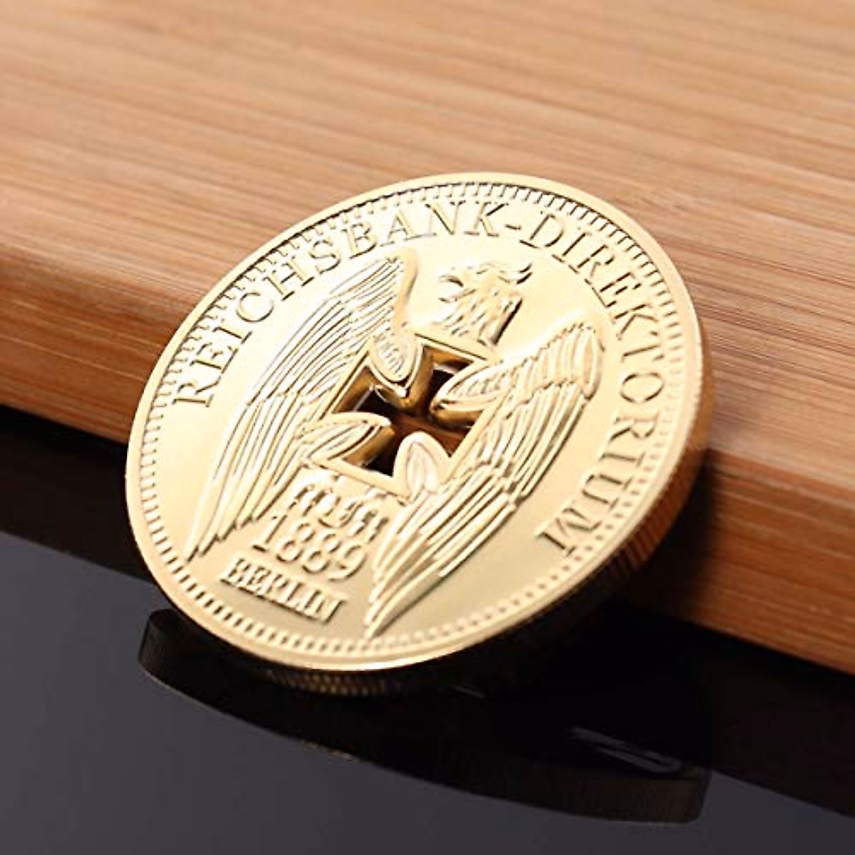 Amosfun German Imperial Bank Gold-Plated Commemorative Coins Germany Cross Eagle Challenges Coin Collectibles