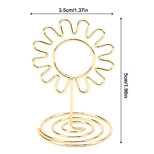 Cyrank 20pcs Table Number Holders, Mini Place Card Holders Sunflower Design Wire Photo Holder Small Size Table Card Holders Table Number Stands Picture Menu Clips for Wedding Anniversary Party(Gold)