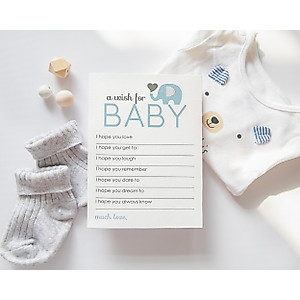 Blue Elephant Wishes for Baby Shower, 20 Pack – Cute Words of Wisdom for Baby Boy, Baby Shower Game Planning, Guest Book Alternative, Parents Keepsake Activity, Wishing Well Birthday Ideas