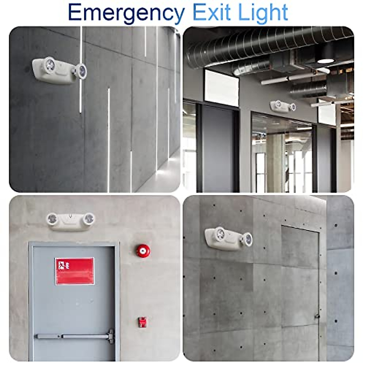 TANLUX LED Emergency Lights with Battery Backup, Two Head Adjustable Commercial Emergency Lights, UL Listed, AC 120/277V, Hardwired Emergency Lights for Business - 1 Pack(White)