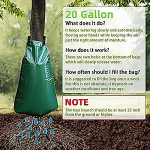 25 Pack Tree Watering Bag, 20 Gallon Slow Release Watering Bag for Trees, Premium PVC Shrub Watering Bag with Heavy Duty Zipper, Durable Reusable Drip Irrigation Bag