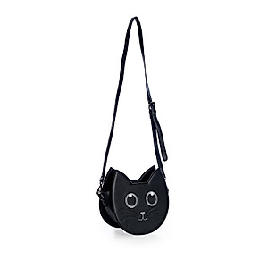 Lost Queen Women's Wendigo Shoulder Bag Cute Black Cat Bat Crossbody Purse