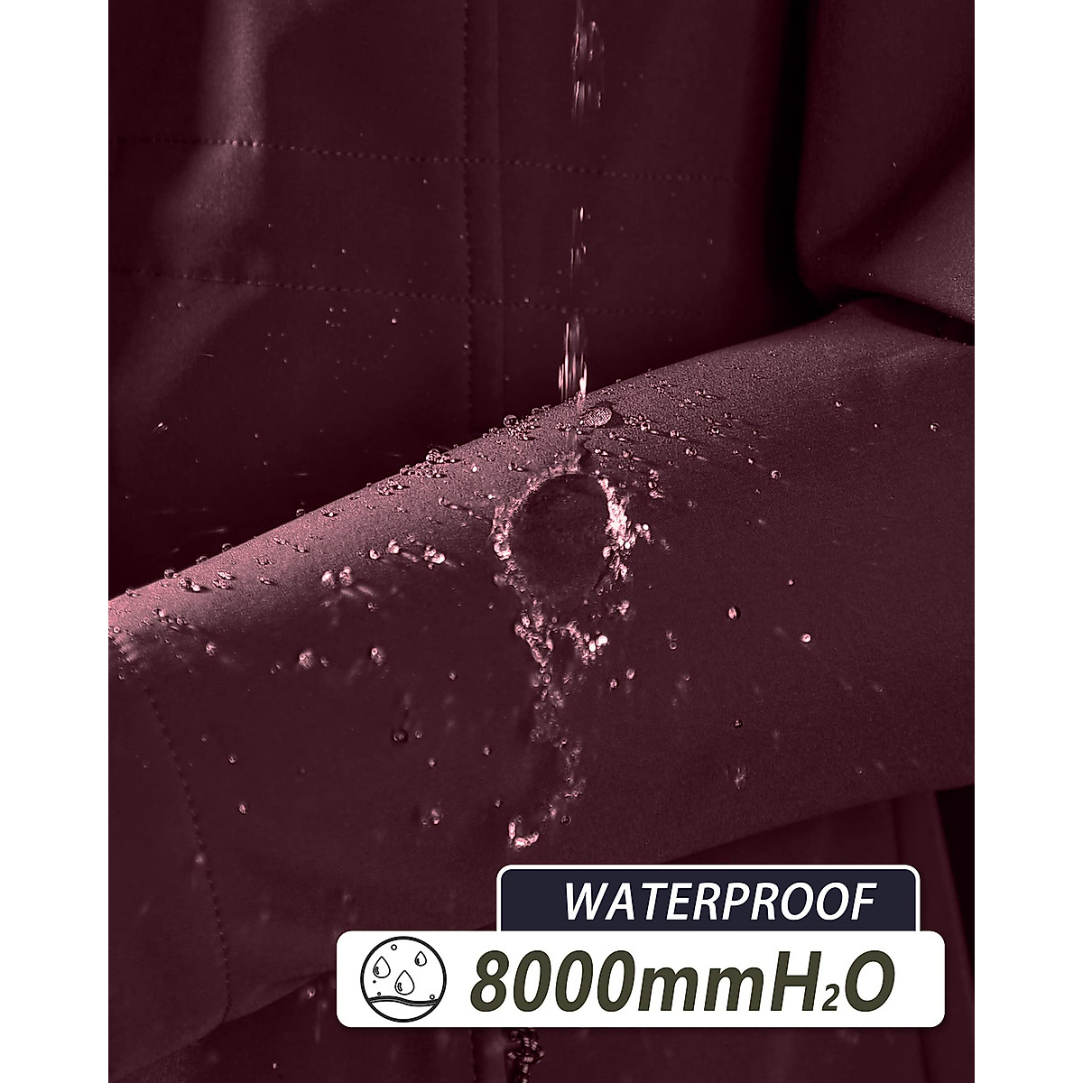 33,000ft Women's Softshell Long Jacket with Hood Fleece Lined Windproof Warm up Waterproof Windbreaker