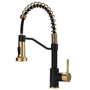 AIMADI Black Faucet Kitchen,Commercial Black Gold Kitchen Faucet Matte Black Modern Single Handle Kitchen Faucet with Pull Down Sprayer for Rv Farmhouse Camper