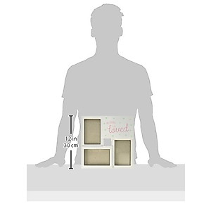 tiny ideas Baby Prints Collage Keepsake Frame With Included Ink Pad, Newborn Handprint And Footprint Nursery Decor, So Little So Loved, Pink/White