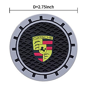 for Porsche 911 718 Taycan Macan Cayman Boxster GT3 Panamera Silicone Non-Slip Car Cup Holder Coasters for car Coasters with Car Interior Accessories 2Pcs