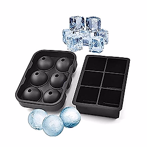 mingpou Ice Cube Tray Set of 3, Makes Diamond,Spherical,Square Shaped Maker Mold, Easy Release BPA Free with Removable Funnel Lid Mold for Chilling Cocktails,Whiskey,Homemade Juice