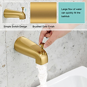 FROPO Brushed Gold Shower Tub Faucet Set With Valve - Gold Shower Head and Handle Set, Shower Faucet Set With 6 Inch Rain shower Head and Tub Spout, High-Pressure Tub Shower Trim Kit