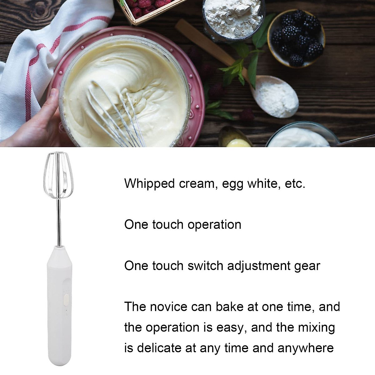Electric Hand Blender，3 in 1 Immersion Blender Handheld, Beater Electric Milk Frother Coffee Blender Milkshake Blender Foamer Kitchen Tools(White)