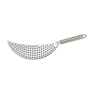 Pan Pot Strainer with Handle Stainless Steel Hand Held Crescent Drainer for Spaghetti Fry Noodles Fruit Vegetable Pasta Strainer Colander Heavy Duty Food Drainers