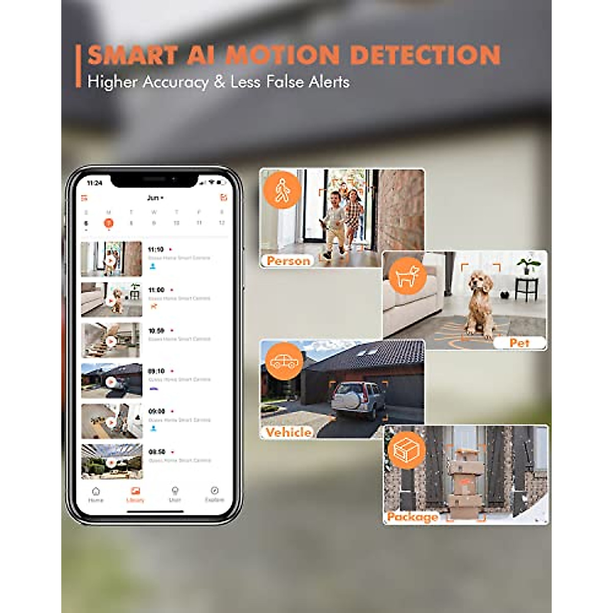 Dzees Security Camera Outdoor Wireless - Battery Powered WiFi Outdoor Camera Wireless, Spotlight, Siren, AI Dectection, Color Night Vision, IP66 Waterproof Cloud/SD-Black