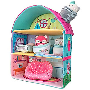 Squishville by Squishmallow Fifi’s Cottage Townhouse, 2” Blair and Fifi Soft Mini-Squishmallow and 4 Plush Furniture Accessories, Irresistibly Soft Toys, 3 Floors to Explore, Amazon Exclusive