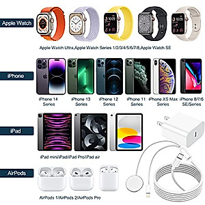 Apple Watch Charger，2023 Upgraded 2 in 1 iPhone and iWatch Wireless Magnetic Fast Charging Cable 6FT with USB-C Charger Block Compatible with Apple Watch Series SE/8/7/6/5/4/3/2/1 & iPhone 14/13/12/11